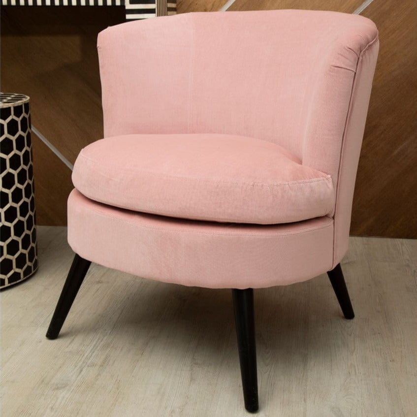 Round Pink Velvet Plush Armchair