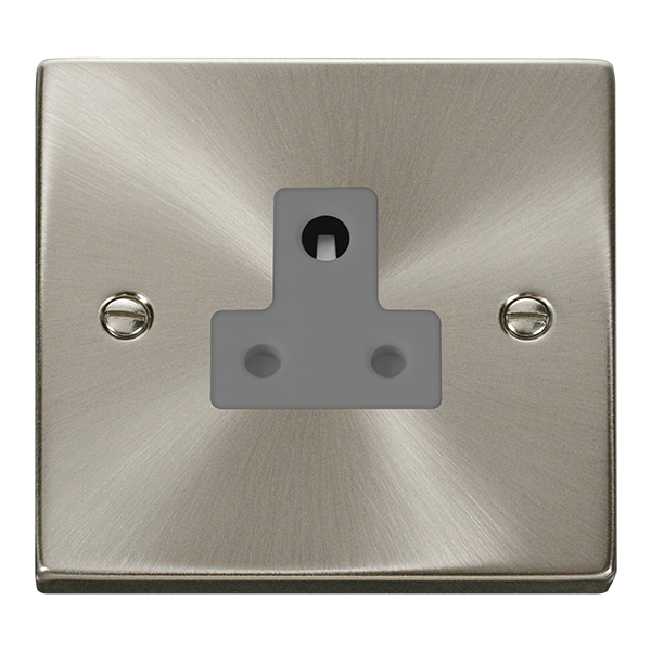 Satin Chrome 1 Gang 5A Round Pin Socket - Grey Trim – SE Home