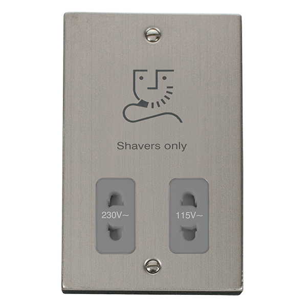 Stainless Steel Shaver Socket 115v/230v - Grey Trim – SE Home