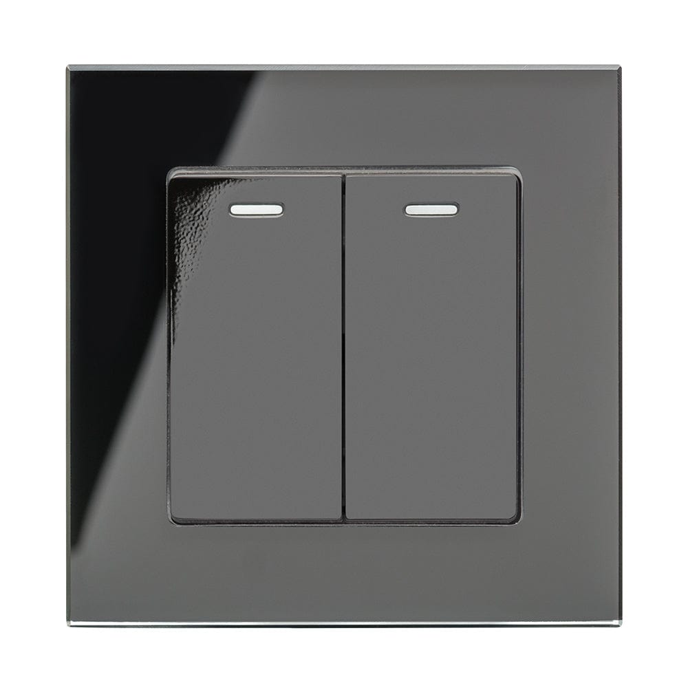 Crystal PG 2 Gang Rocker Light Switch Black Intermediate – SE Home