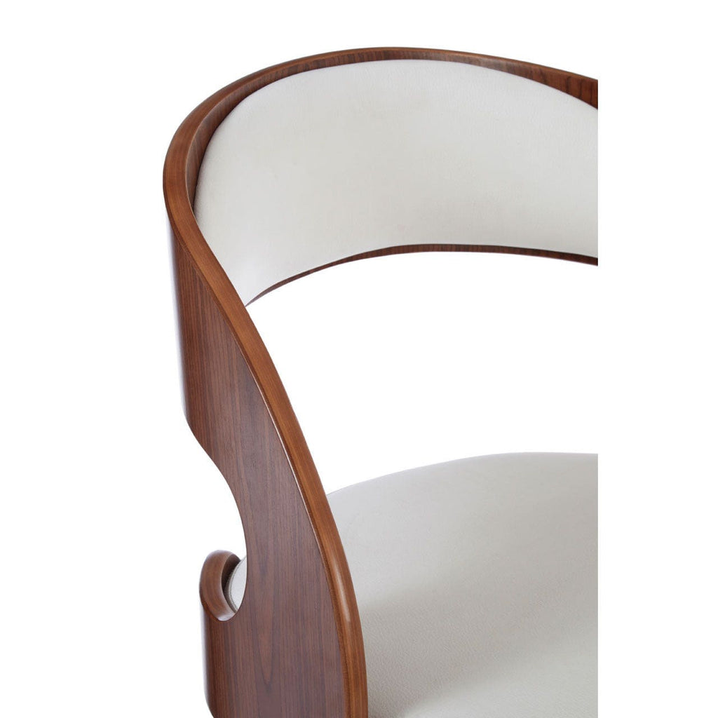 White Leather Effect Chair With Curved Back – SE Home