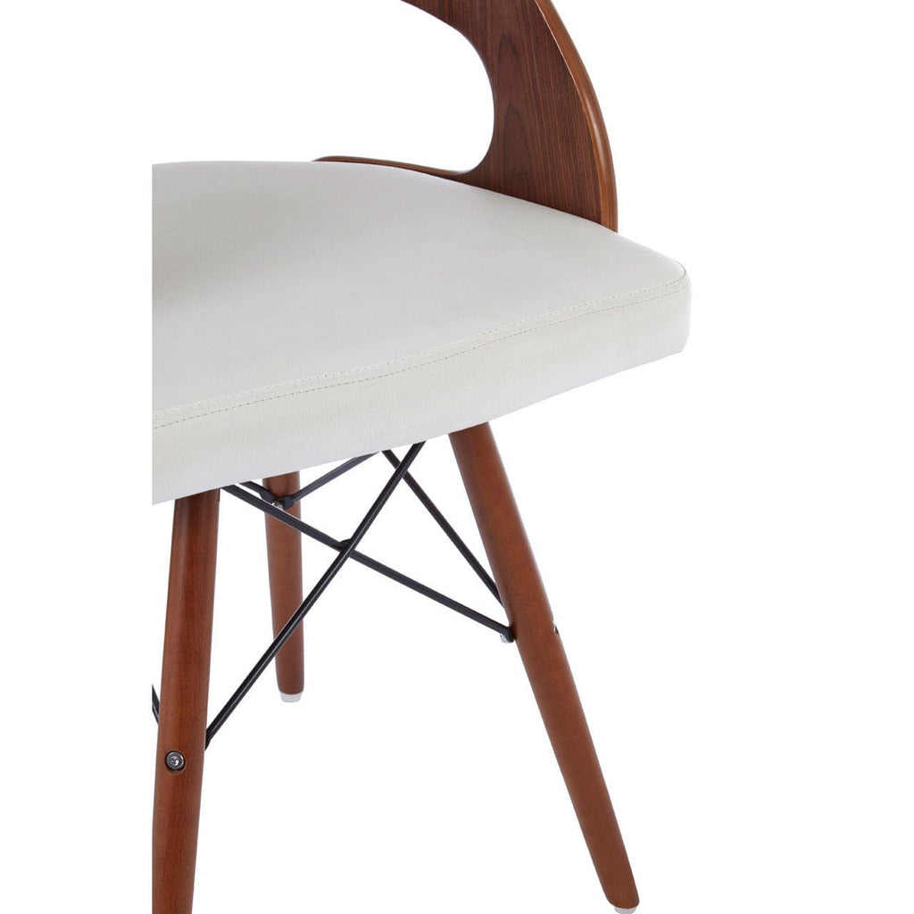 White Leather Effect Chair With Curved Back – SE Home