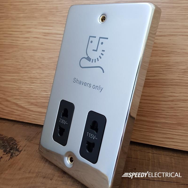 Polished Chrome Shaver Socket 115v/230v - Black Trim – SE Home