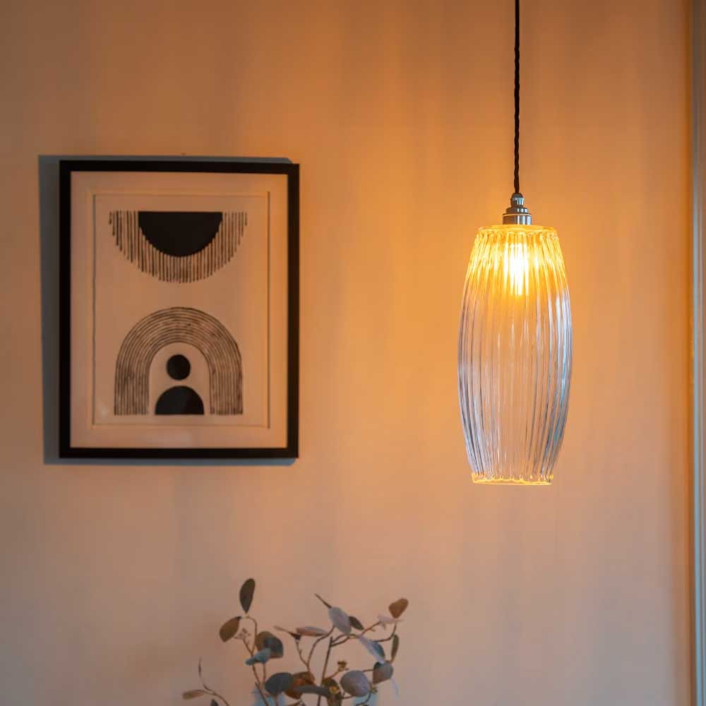 Henley Curve Fluted Glass Pendant Light - Nickel – SE Home