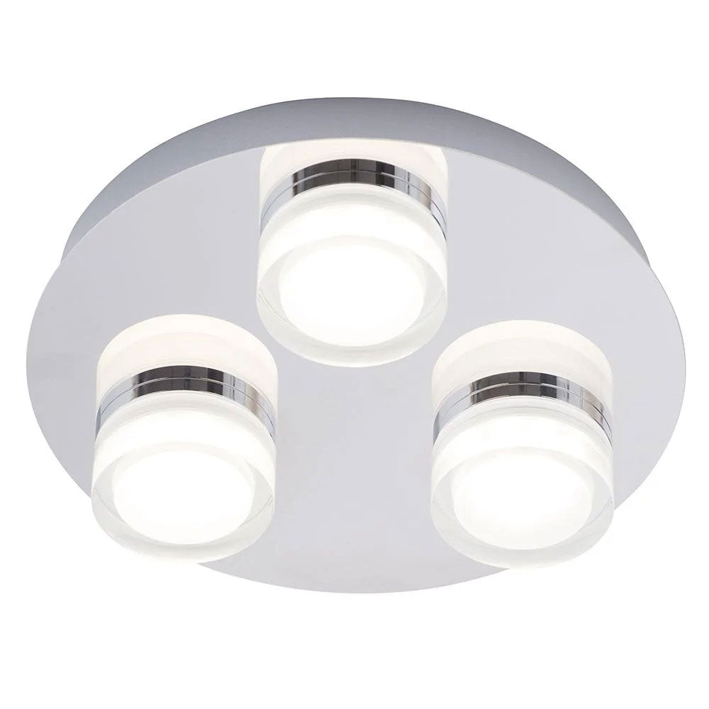 Amalfi 3 Light LED Flush Bathroom Ceiling Fitting In Aluminium Finish ...