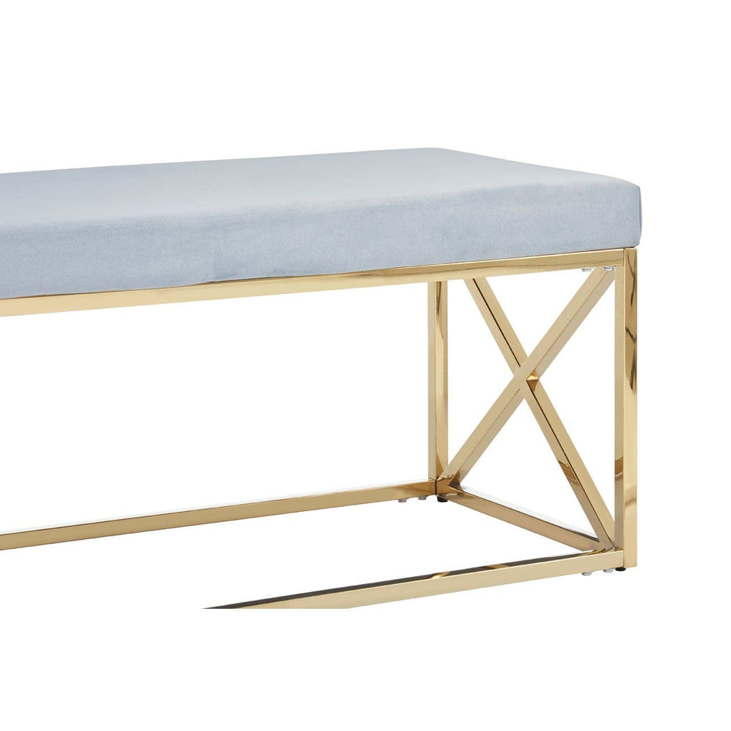 Allure Powder Blue Velvet / Gold Bench – SE Home