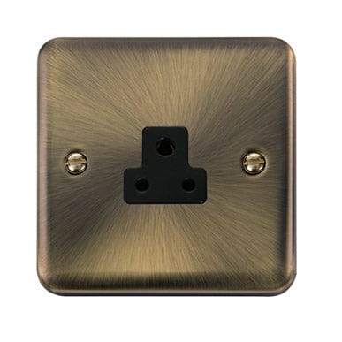 Curved Antique Brass 2A Round Pin Plug Socket - Black Trim – SE Home