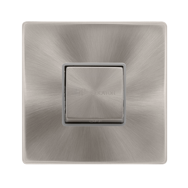 10A Ingot 3 Pole Fan Isolation Switch - Brushed Steel Cover Plate - Gr ...
