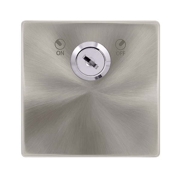 Screwless Plate Brushed Steel 20A Double Pole Key Lockable Switch - Bl ...