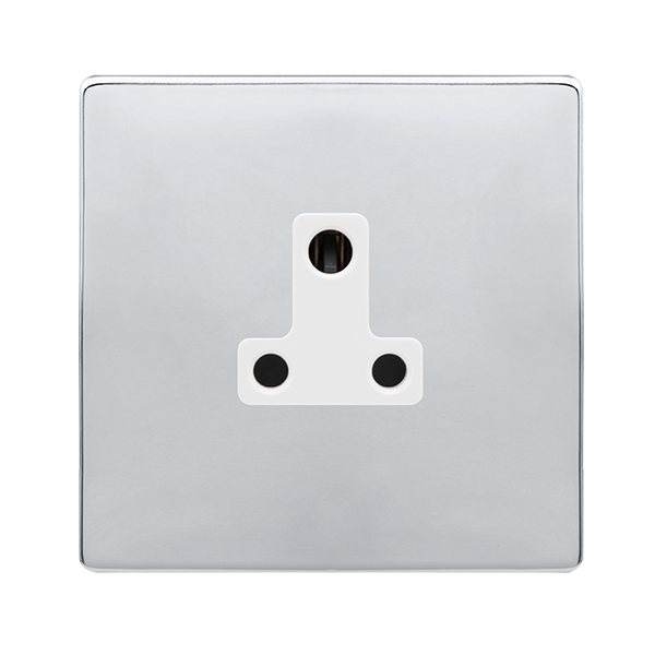 Screwless Plate Polished Chrome 5A Round Pin Socket - White Trim – SE Home