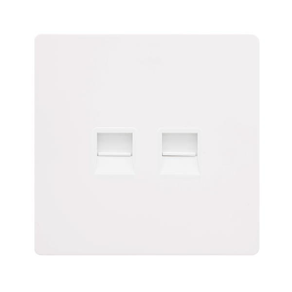Screwless Plate White Metal Twin Telephone Secondary Outlet - White Tr ...