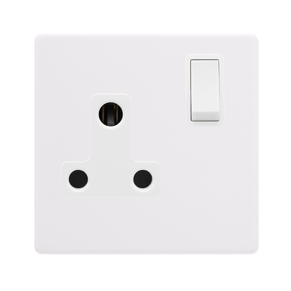 Screwless Plate Polar White 15A Round Pin Switched Plug Socket - White ...