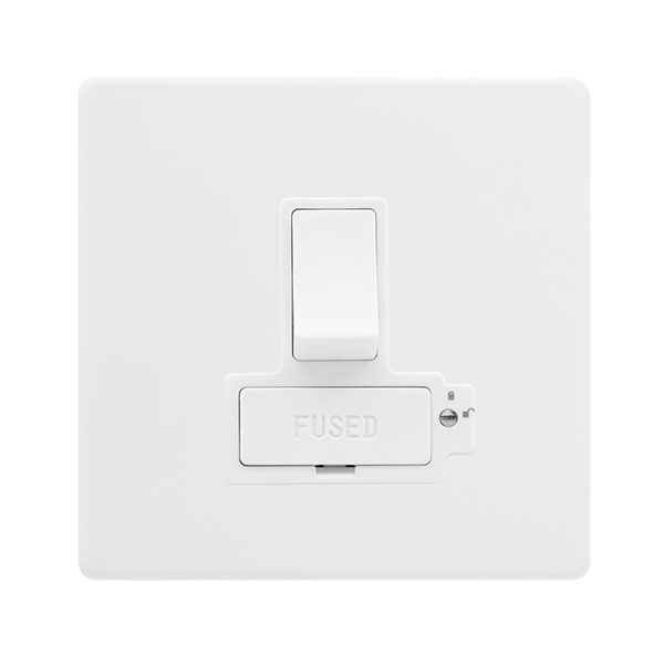 Screwless Plate Polar White 13A Lockable Switched Fused Spur Unit - Wh ...