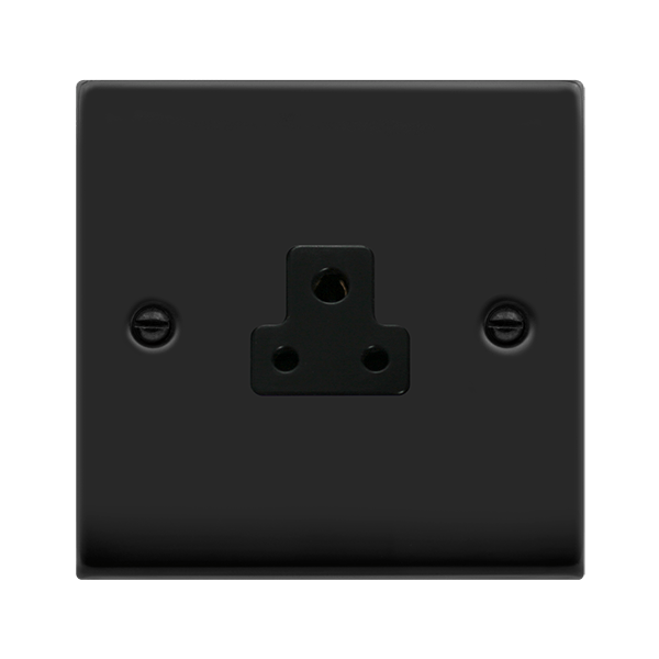 Matt Black 1 Gang 2A Round Pin Socket - Black Trim – SE Home