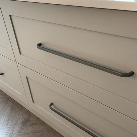 Curved Brass Cupboard Bar Handle - Gunmetal Grey - Hole Centre 448mm ...