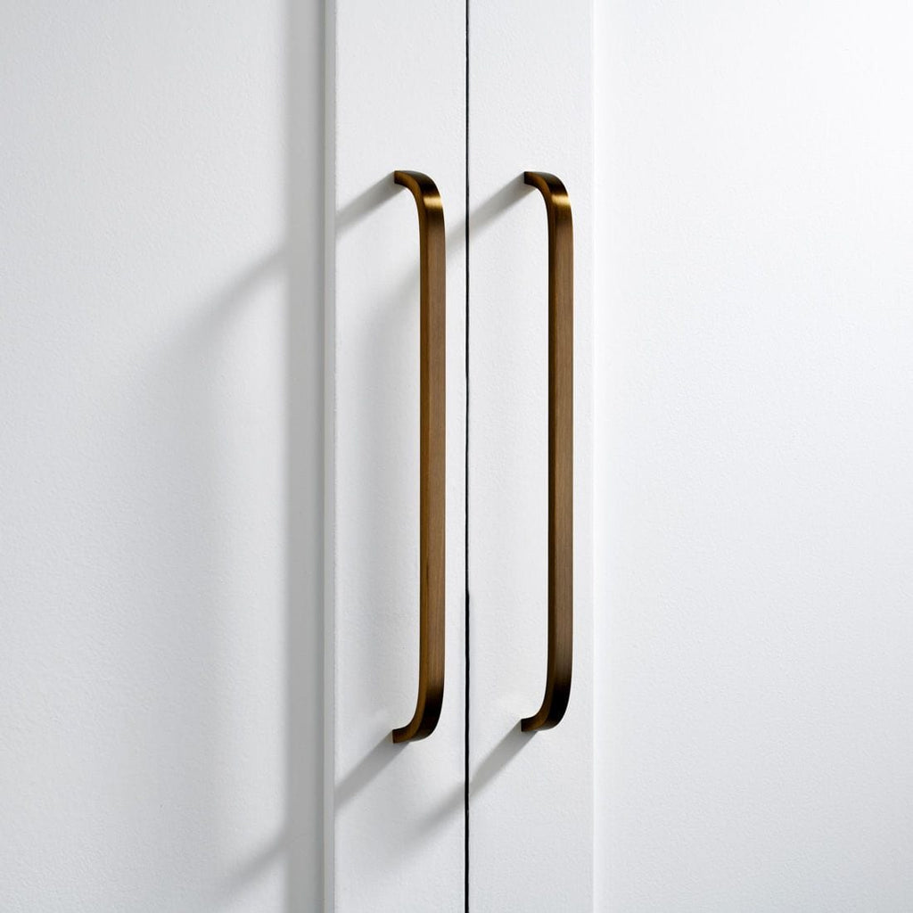 Curved Brass Cupboard Bar Handle - Antique Brass - Hole Centre 288mm ...