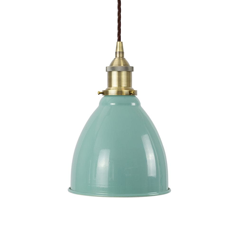 Duck Egg Blue Classic Painted Pendant Light - Antique Brass Lamp Holde ...
