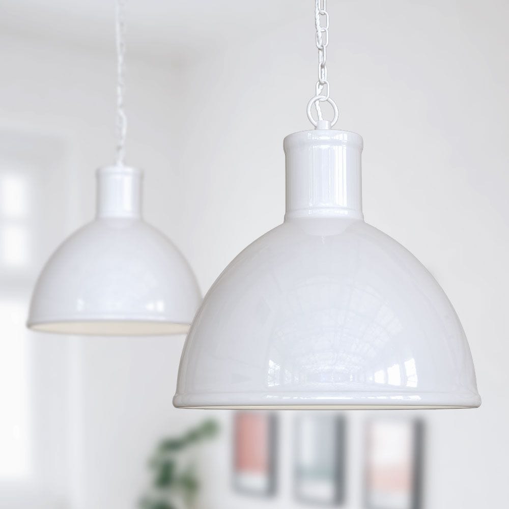 Wardour Industrial Bay Pendant Light Pure White – SE Home