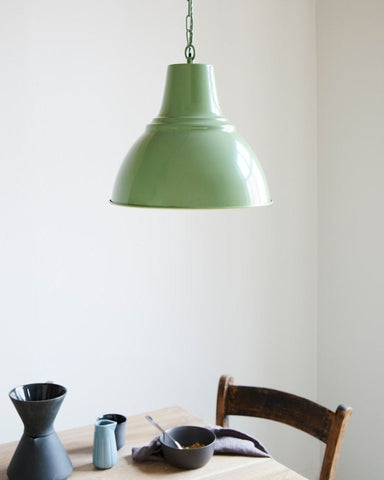 Compton Chalk Green Industrial Bell Pendant Light – SE Home