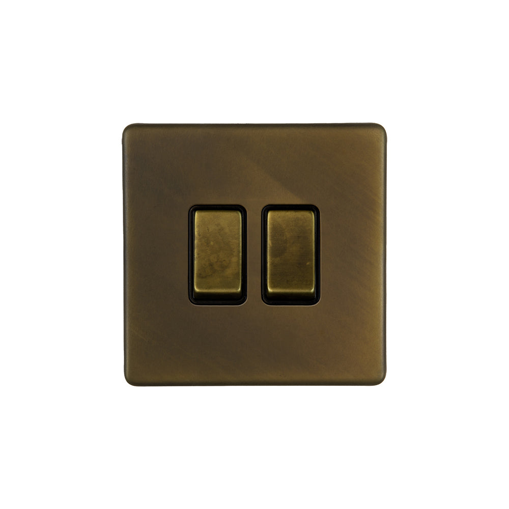 Screwless Vintage Brass 10A 2 Gang Intermediate Light Switch – SE Home