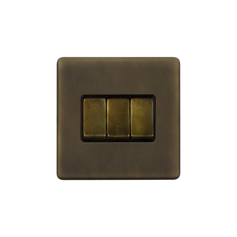 Screwless Vintage Brass 10A 3 Gang Intermediate Light Switch – SE Home
