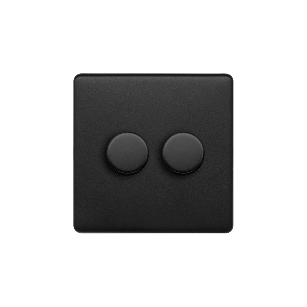 Screwless Matt Black 2 Gang 1000W DC1-10V Dimmer Light Switch – SE Home