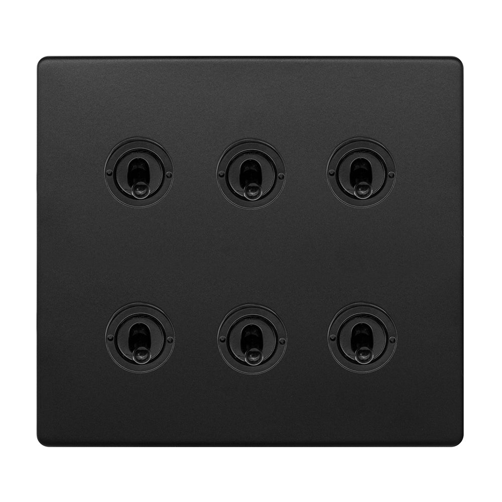 Screwless Matt Black 6 Gang Toggle Light Switch 20A 2 Way – SE Home