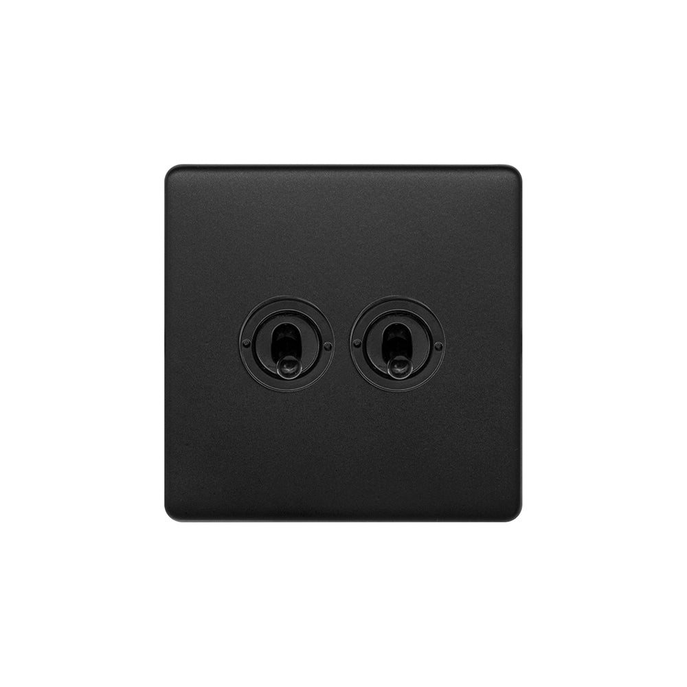 Screwless Matt Black 2 Gang Retractive Toggle Light Switch – SE Home